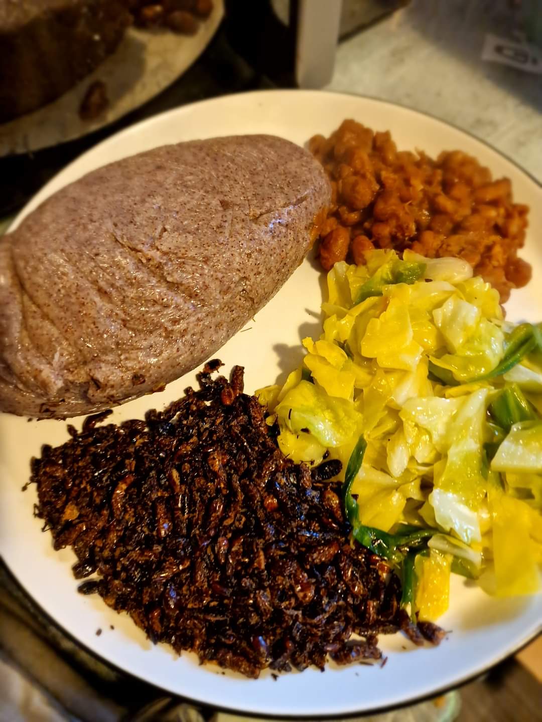 Ishwa, sugar beans, pointed cabbage, sadza ( wheat, maize, millet ...